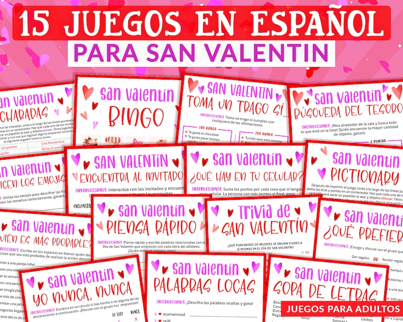 15 Juegos De San Valentin Para Adultos Spanish Valentines - Etsy