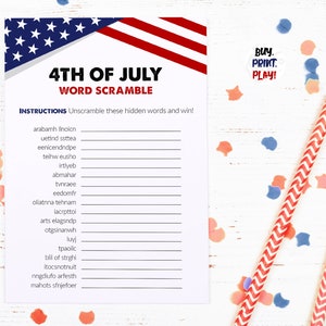 4th of July Word Scramble | USA Independence Day | Office & Family ...