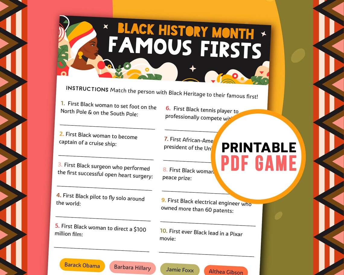 Black History Month Games Bundle American History Printable - Etsy