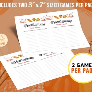 Friendsgiving Word Puzzle Game Thanksgiving Printable Games Word List ...