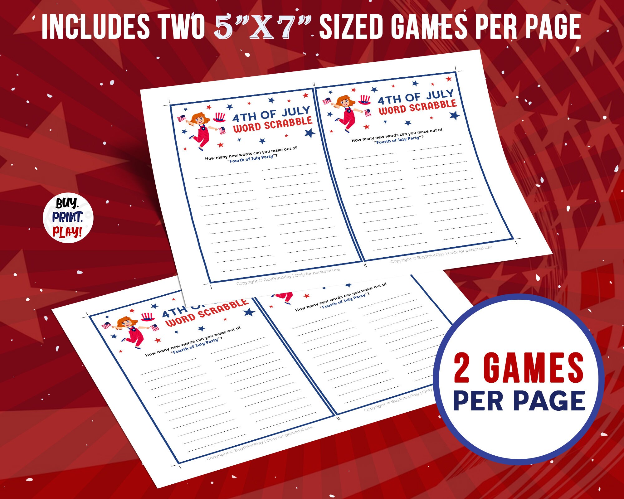 Patriotic Word List Activity 4th of July Printable Games for - Etsy