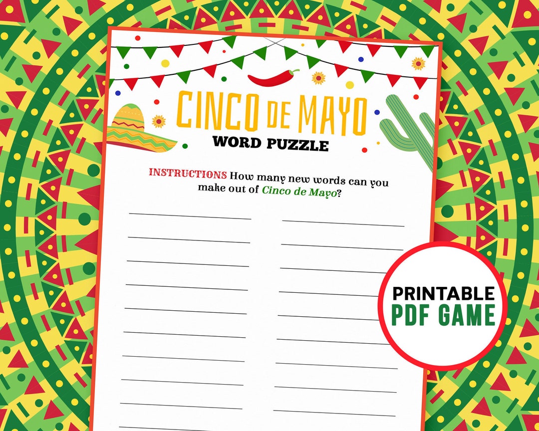 Cinco De Mayo Word Puzzle | Office Party Ideas | Printable Games for ...