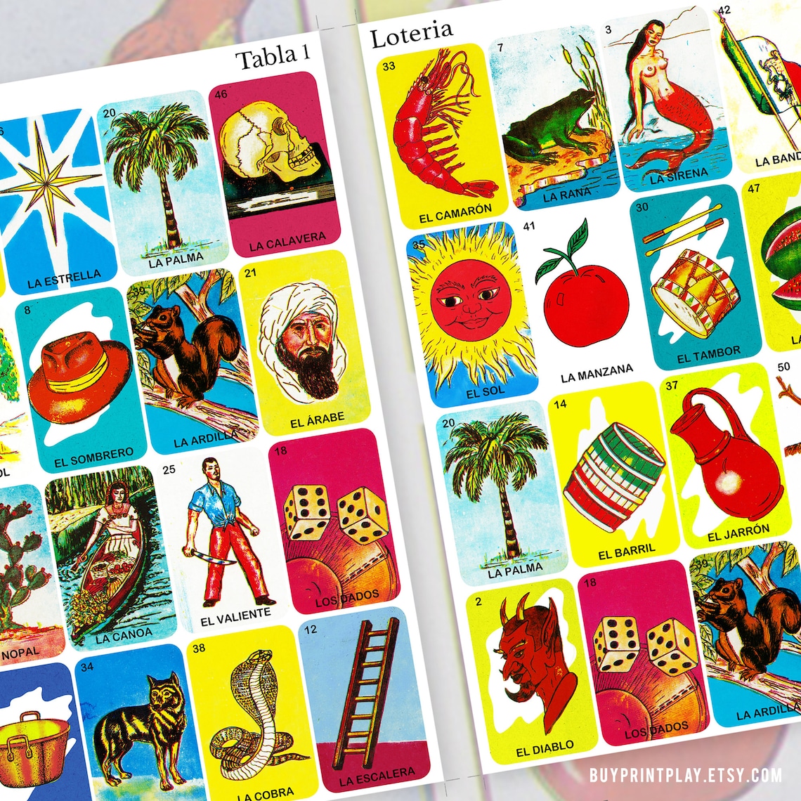 20 Mexican Loteria Cards for Family night Loteria Mexicana | Etsy