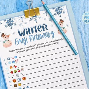 Winter Emoji Pictionary Trivia Game | Fun Wintertime Emoji Quiz | Cold ...