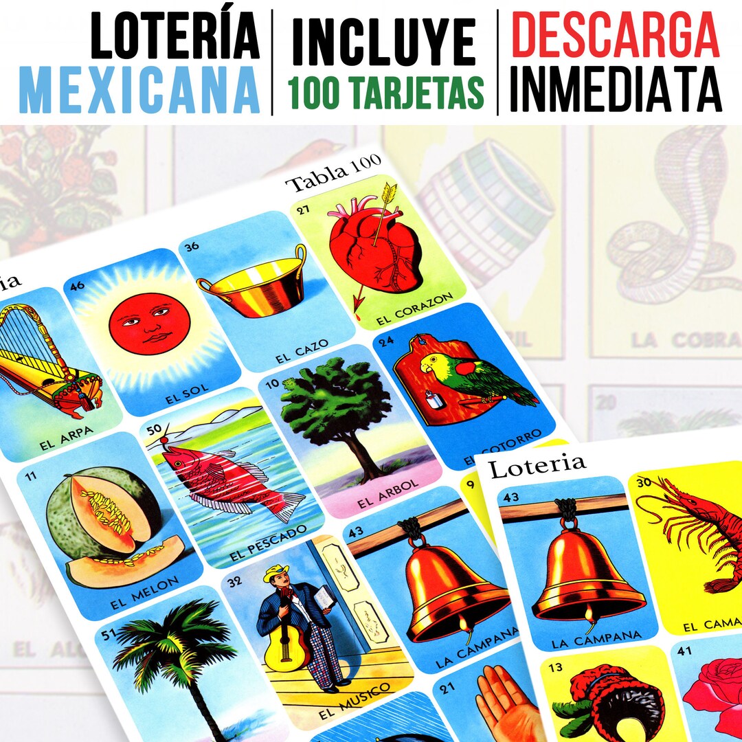 100 Mexican Loteria Cards | Loteria Game | Tarjetas De Loteria Mexicana ...