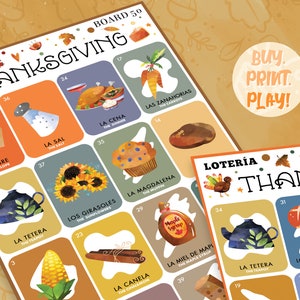 Thanksgiving Bingo Mexican Loteria in Spanish & English | Fun Family ...