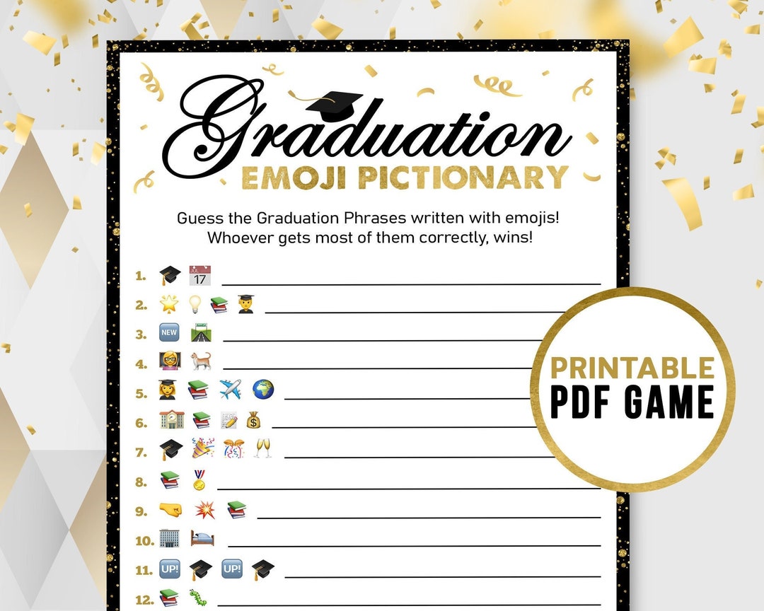 Graduation Emoji Pictionary Game | Class of 2023 Grad Party Printable ...