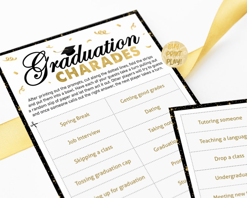 36 Graduation Charades Prompts Party Printable Games Class | Etsy