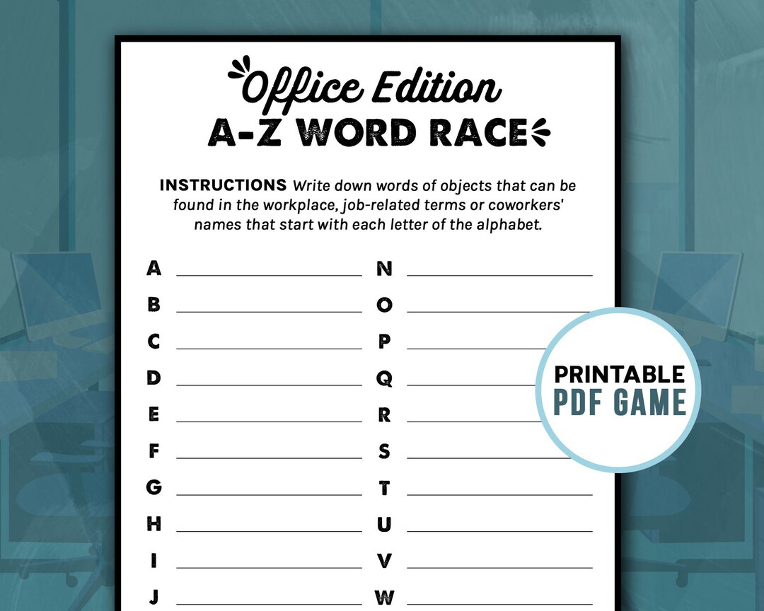 Office A-Z Word List Party Printable Games Work Activities - Etsy