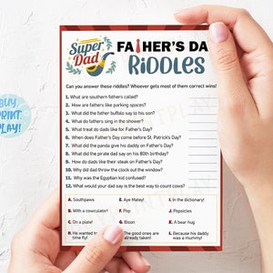 Fathers Day Riddles Game Dad Jokes Printable Activity for - Etsy