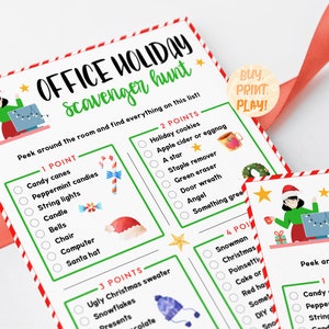 Office Holiday Christmas Party Scavenger Hunt | XMAS Workplace Party Activity for Employees ...