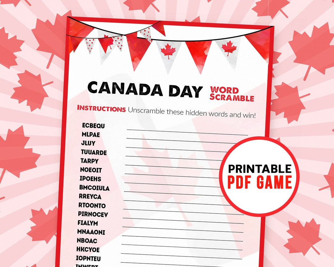 Canada Day Word Scramble First of July Printable Games - Etsy.de