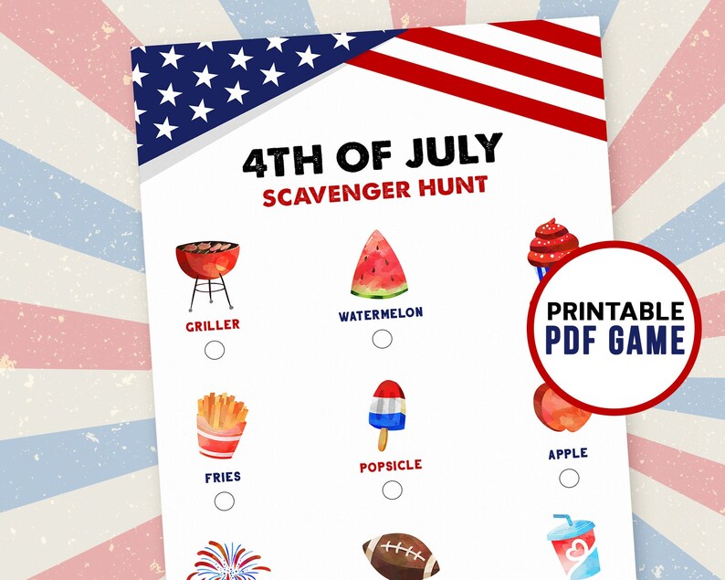 4th of July Scavenger Hunt for Kids Independence Day | Etsy