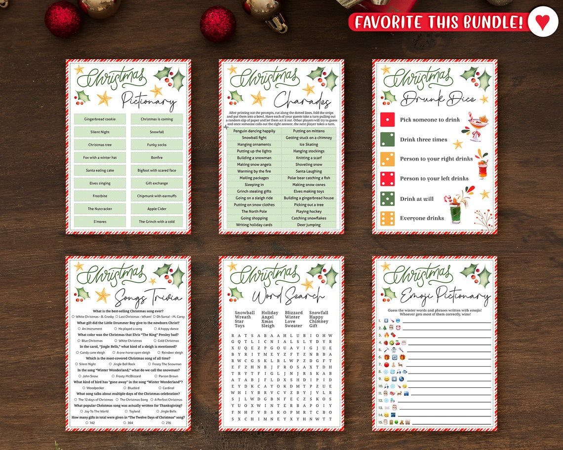 21 Christmas Games Pack Party Printable Games for Adults | Etsy