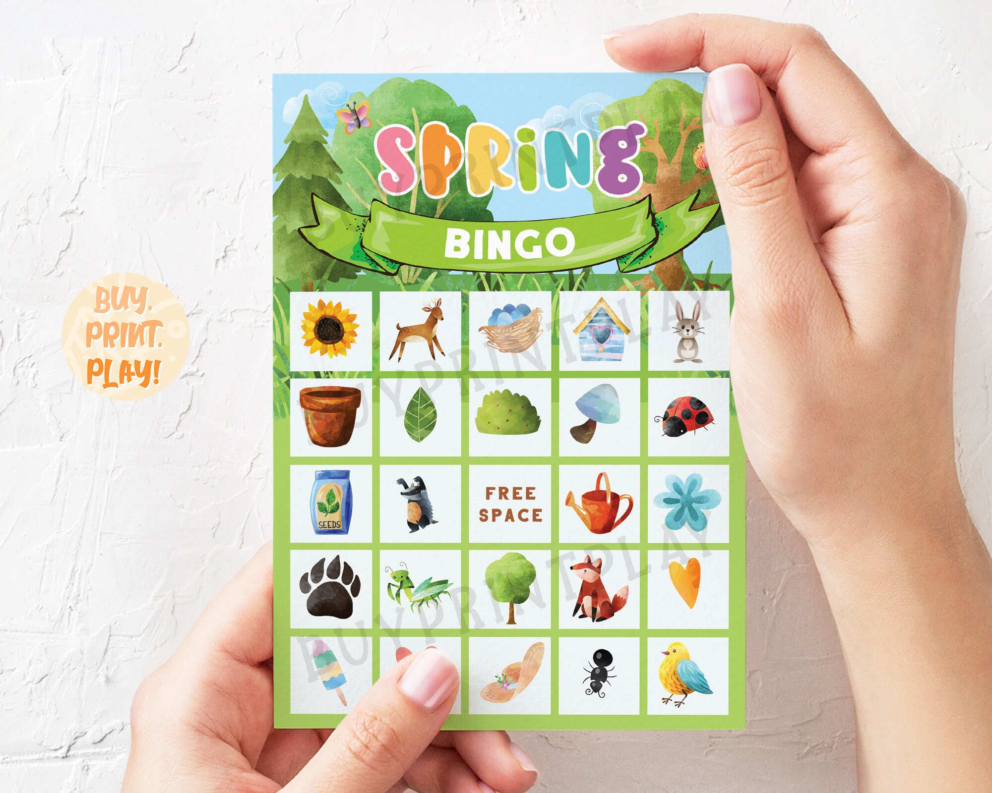 Fun Spring Kids Bingo Game Springtime Printable Picture - Etsy