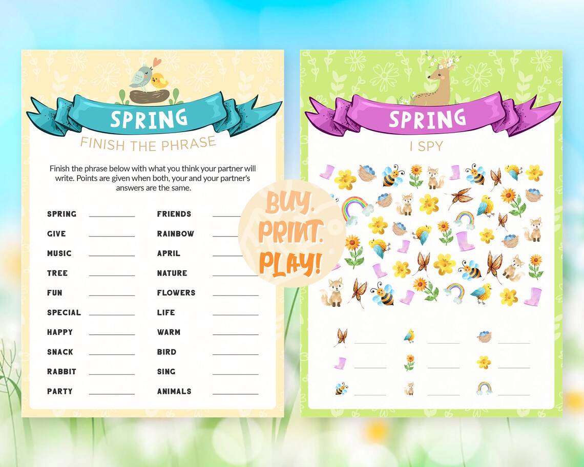 Printable Spring Party Games Bundle Springtime Activities | Etsy