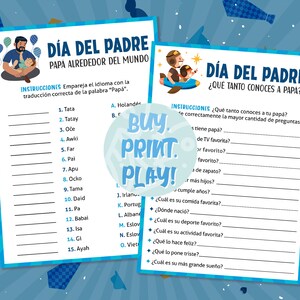 15 Juegos del Dia del Padre Actividades imprimibles Spanish Fathers Day ...