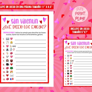 Valentines Day Emoji Pictionary in Spanish | Games for Adults | Juegos ...