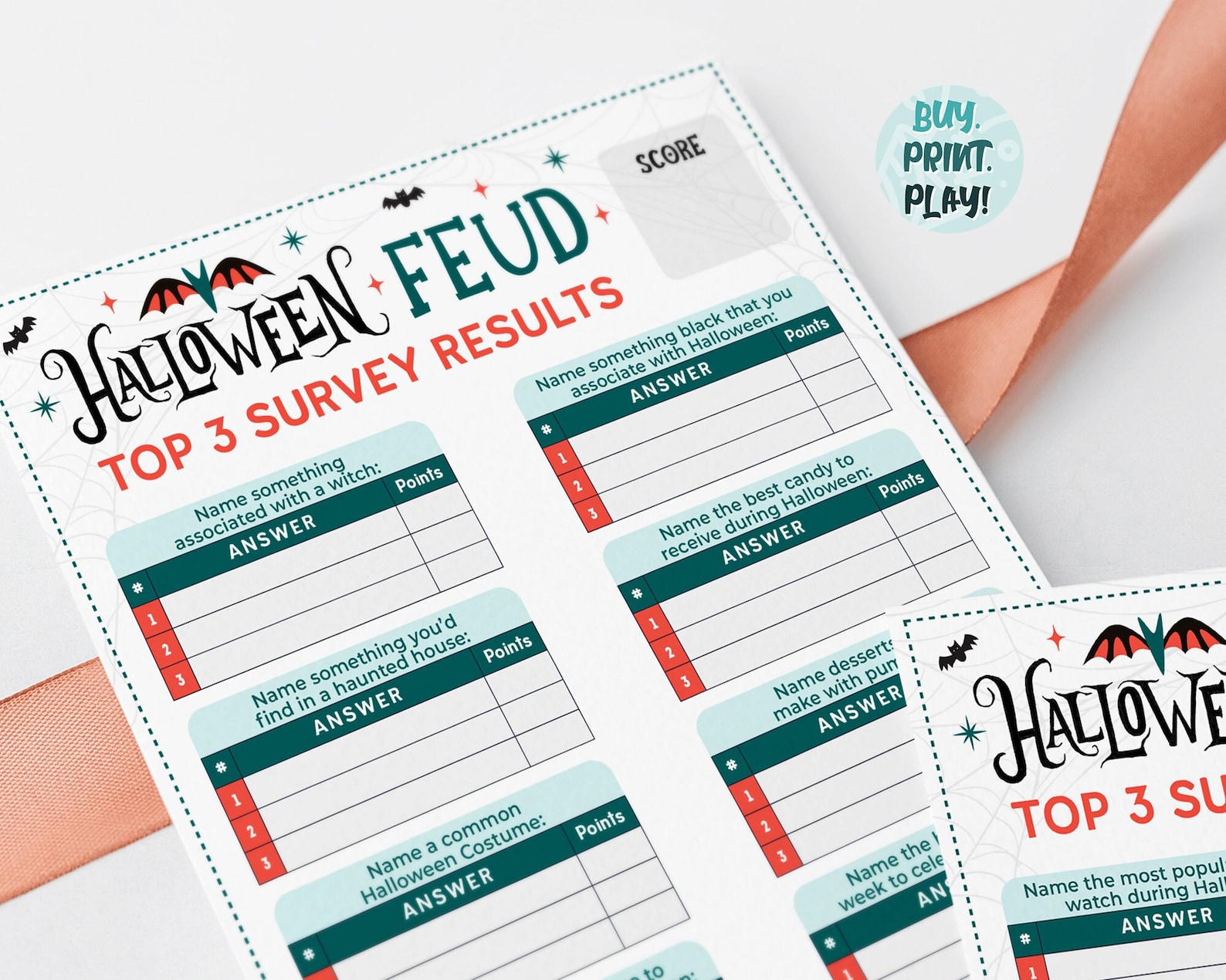 Halloween Family Feud Printable Game Halloween Games and - Etsy