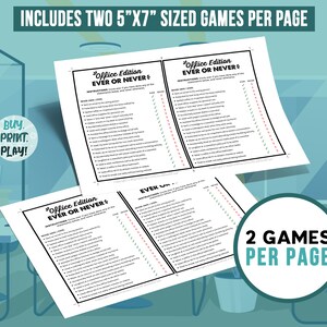 Ever or Never | Printable Office Party Games | Ice Breaker for Team ...