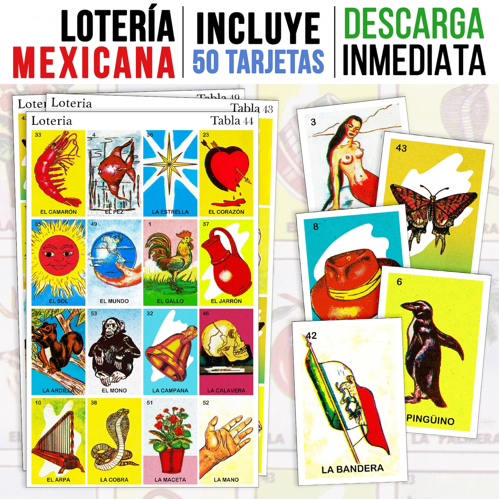 50 Mexican Loteria Cards Printable Game Loteria Mexicana - Etsy New Zealand
