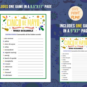 Cinco De Mayo Games - Word Scramble | Office Party | School Games ...