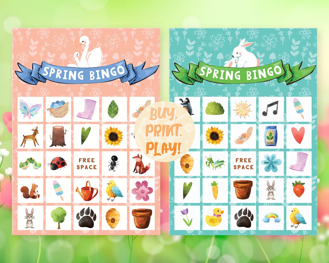 Printable Spring Bingo for Kids Fun Springtime Bingo | Etsy