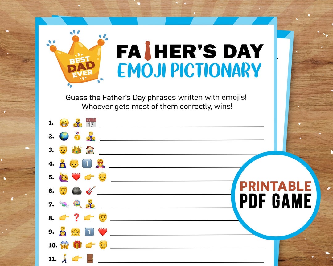 Fathers Day Emoji Pictionary Game | Printable Activity for Kids & Teens ...