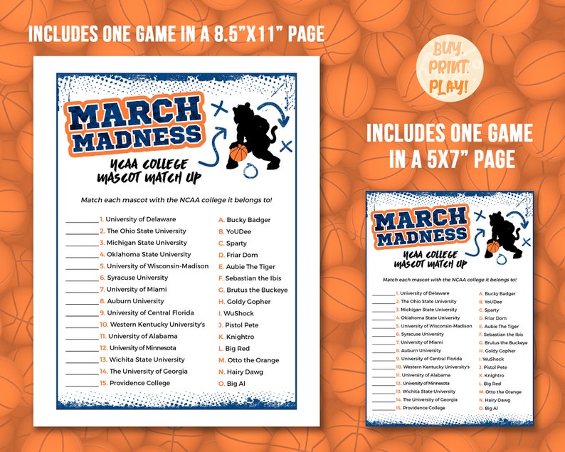 March Madness Party Games Bundle 15 NCAA Basketball - Etsy