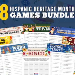 Hispanic Heritage Month Games Bundle | History Printable Activities ...