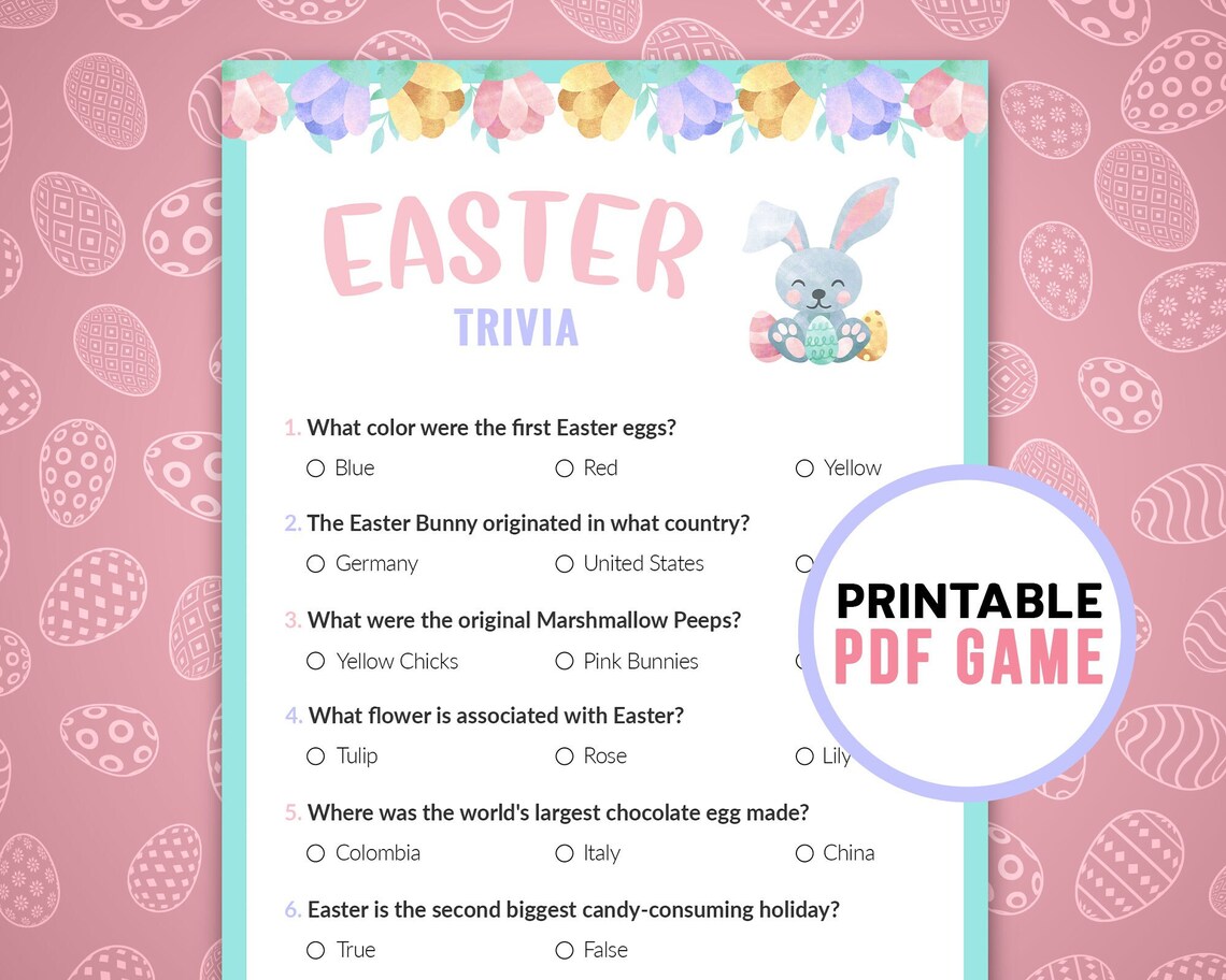 Printable Easter Trivia Game Easter Quiz Games for Kids | Etsy