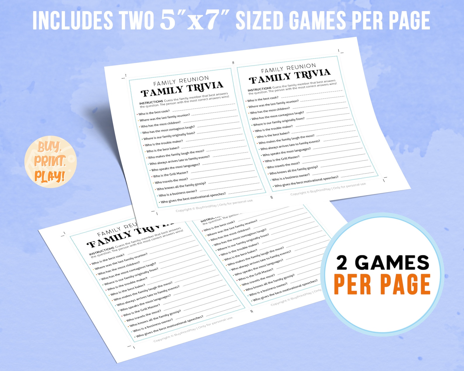 Family Reunion Trivia Game Family Gathering Party Activities Party ...