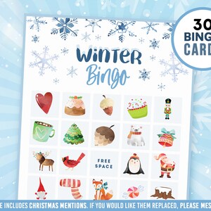 30 Winter Bingo Game Cards Winter Games for Kids - Etsy