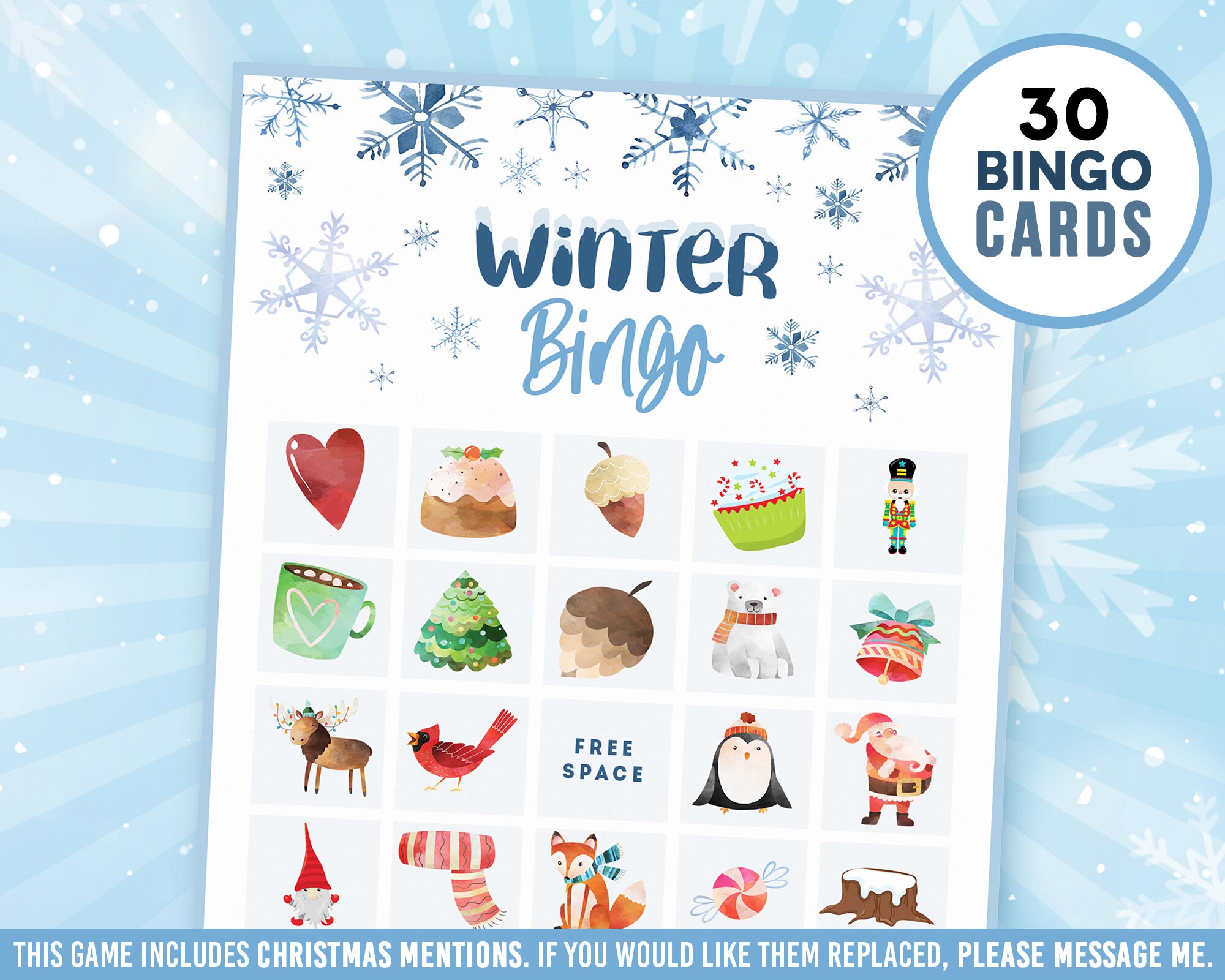 30 Winter Bingo Game Cards Winter Games for Kids - Etsy
