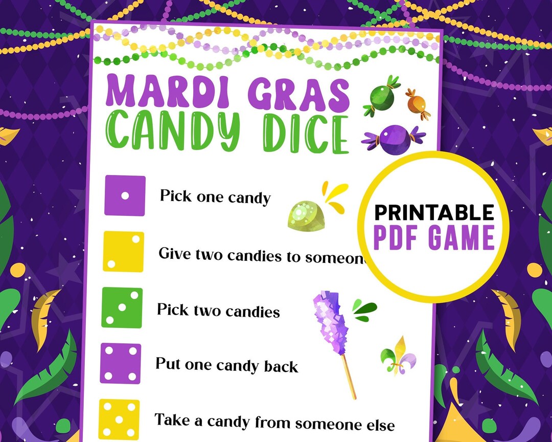 Mardi Gras Candy Dice | Party Games for Adults & Kids | New Orleans Fat ...