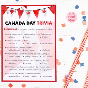 Canada Day Trivia Game | First of July Printable Games | Family Games ...