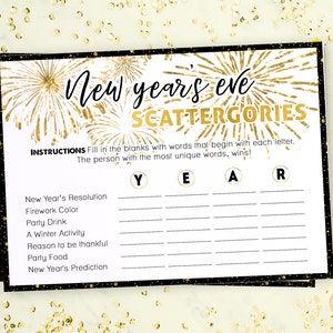 Fun New Years Eve Scattergories Party Games for Adults & - Etsy
