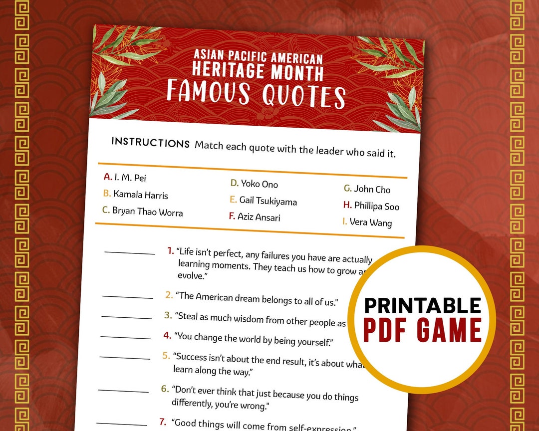 Asian American & Pacific Islander Leaders Famous Quotes Trivia Game ...