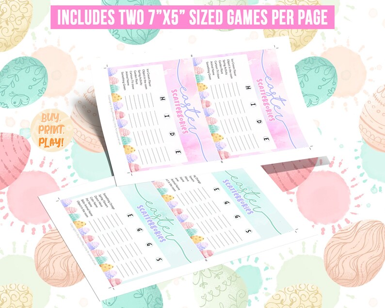 Printable Easter Scattergories Game Listing Categories Cards | Etsy