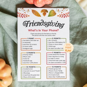 Friendsgiving Whats in Your Phone Thanksgiving Friends Party Games ...