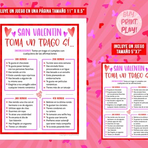 Spanish Valentines Drink If Juegos De San Valentin Printable Games for ...