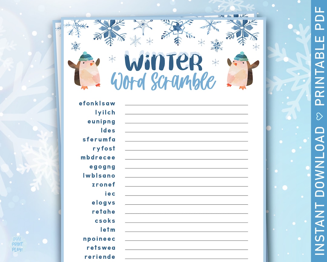 Winter Word Scramble | Wintertime Games for Kids & Adults | Fun Snow ...