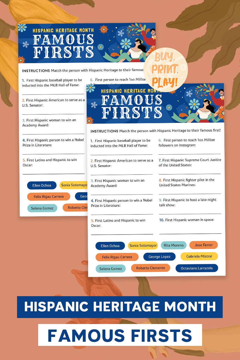 Hispanic Heritage Month Famous Firsts Trivia Latin American - Etsy