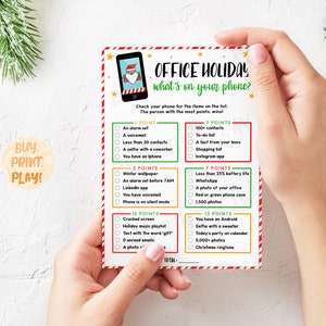 Office Holiday Party Whats on Your Phone | Christmas Workplace Games for Coworkers & Employees ...