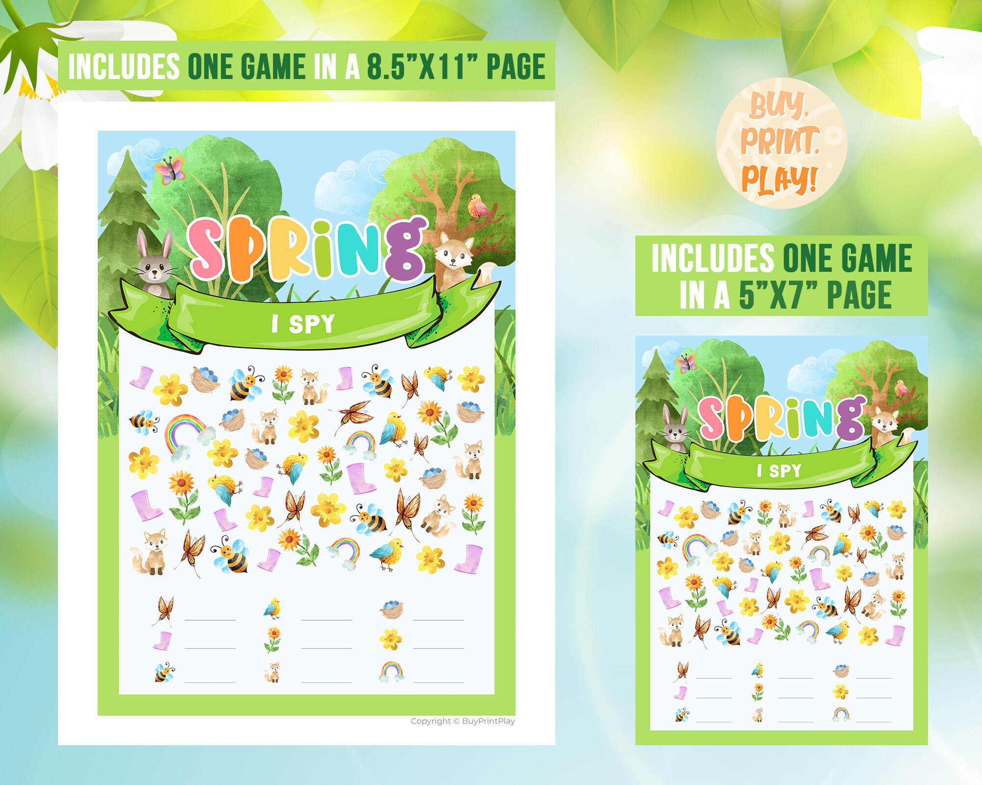 Fun Printable Spring I Spy Springtime Games for Kids | Etsy