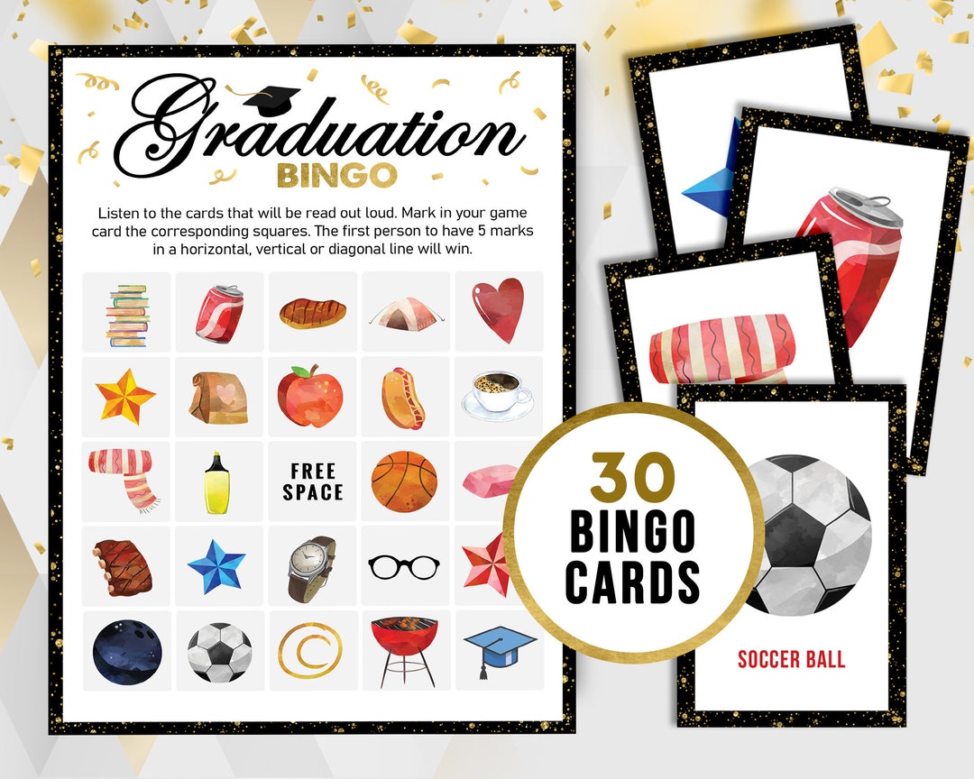 Graduation Bingo | Black and Gold Graduation Party Game | Class of 2023 ...