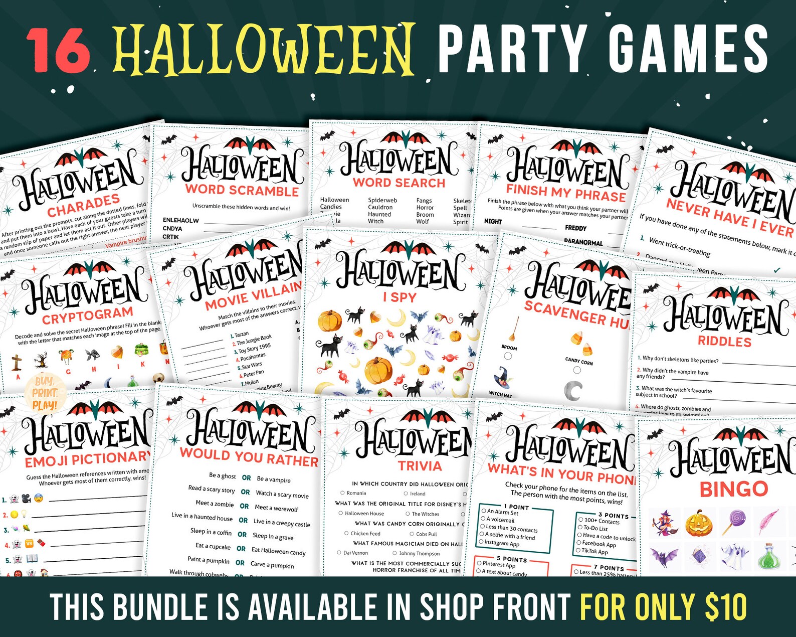 Halloween Family Feud Printable Game Halloween Games and - Etsy