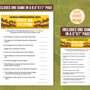 Caribbean Heritage Month Fact or Fiction Trivia | History Activity True ...