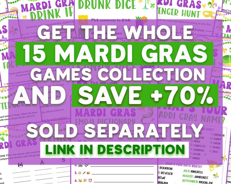Mardi Gras Guess the Number of Beads in the Jar Party - Etsy