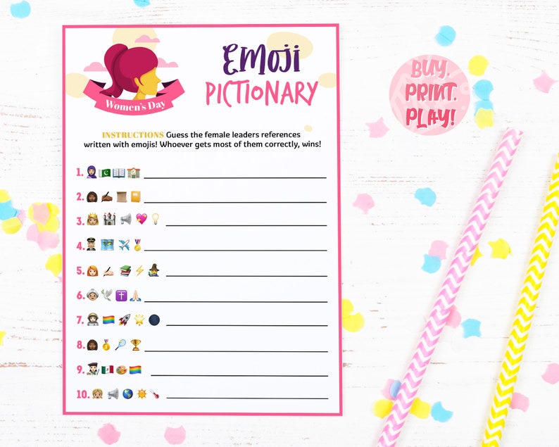International Womens Day Emoji Pictionary Printable Office | Etsy